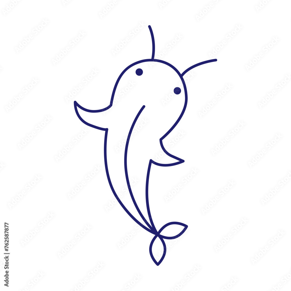 Minimal fish icons showing aquatic animals with various fins, scales ...