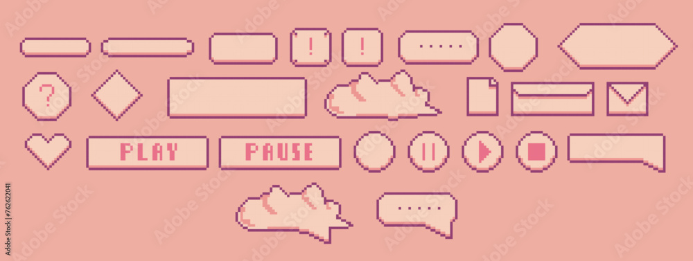 Pixel Art Speech Boxes, Dialogue Boxes Assets for retro Games, speech ...