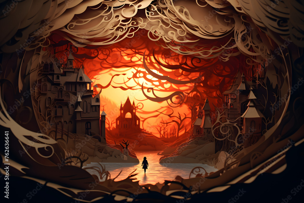 paper origami style city, origami paperstyle city, origami city ...