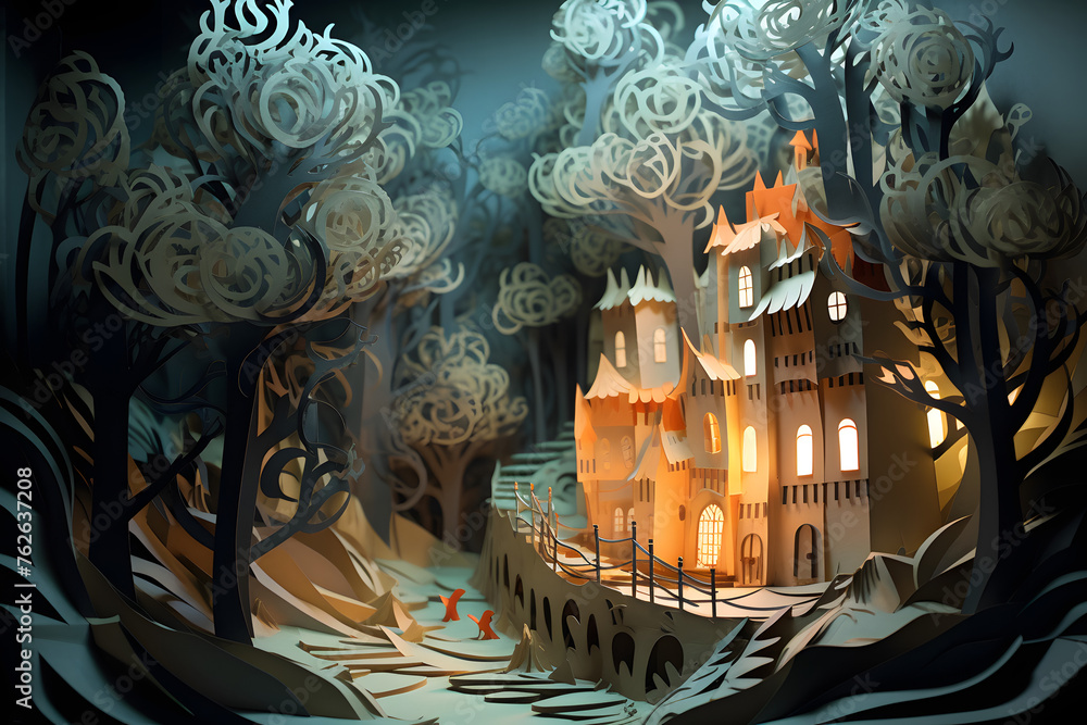 paper origami style city, origami paperstyle city, origami city ...