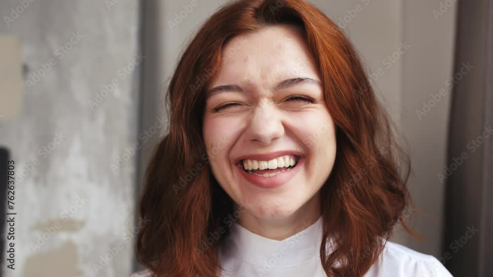 Close up of Womans Face with Great Positive Emotions, Laughing, Smiling ...