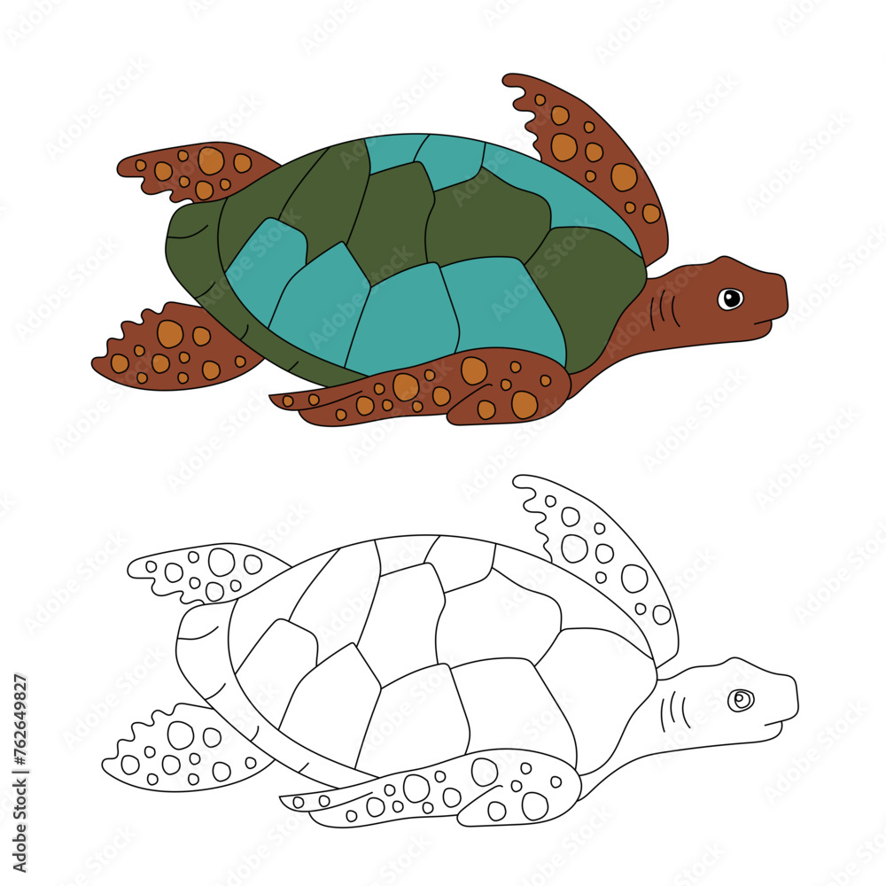 Vetor de Sea Turtle Clipart Set for Lovers of Aquatic Life and Marine ...