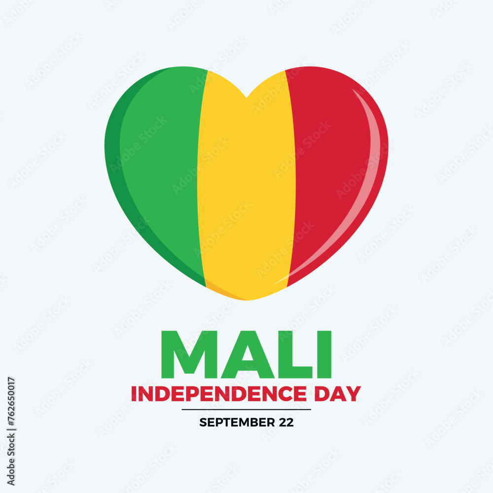 Mali Independence Day poster vector illustration. Mali flag in heart ...