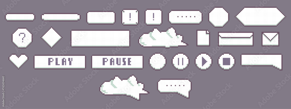 Pixel Art Speech Boxes, Dialogue Boxes Assets for retro Games, speech ...