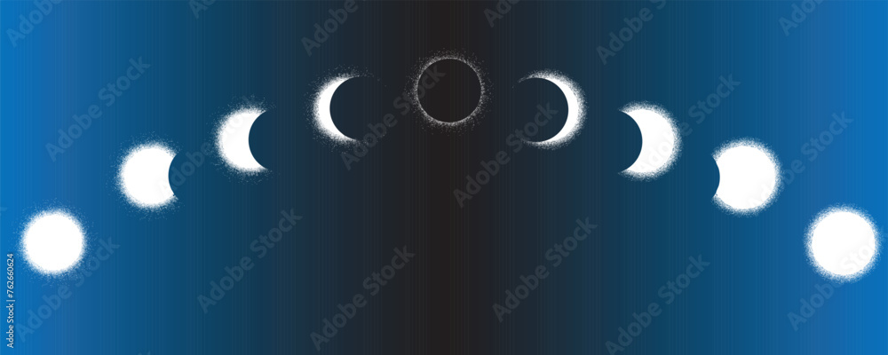 Solar eclipse .Star and moon in space. Futuristic landscape, with noise ...