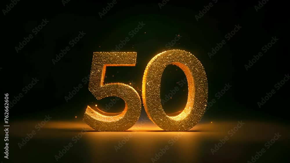 Golden number 50 from particles, numbering, fifty, golden numbers with ...