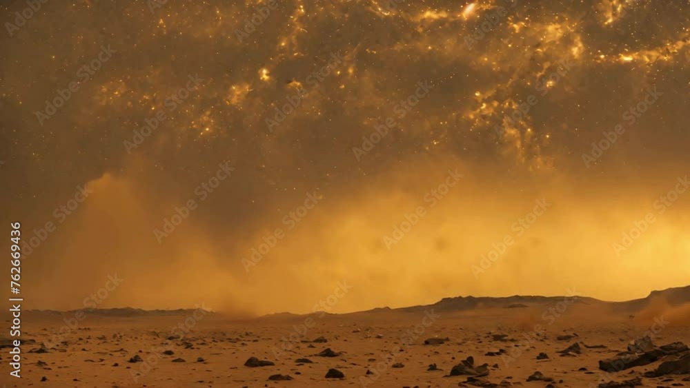 Scene From The Red Planet Mars Tonned In Yellow Color Surface Storm ...
