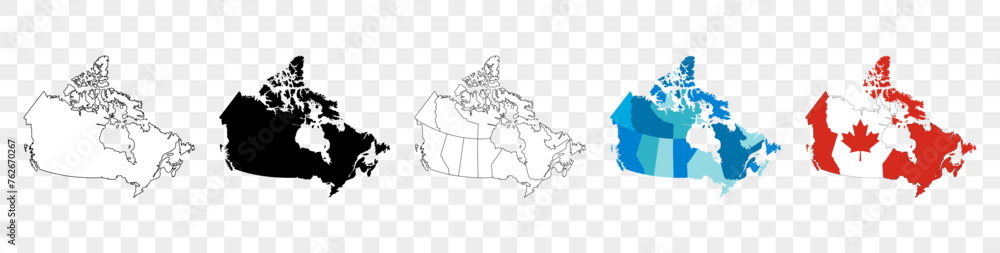 Map of Canada icon. Linear icon. Transparent background. Vector ...