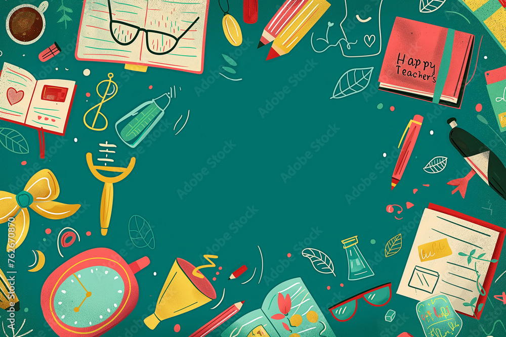 green educational background with white hand-drawn educational ...