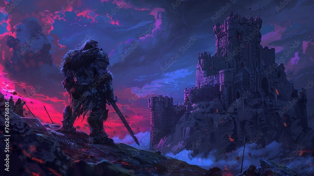 orc from game gothic night of raven, stone fortress, night, digital art ...