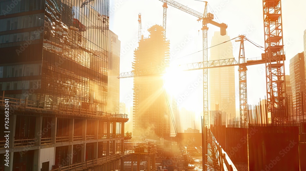 Witness urban growth with our vibrant image capturing a construction ...
