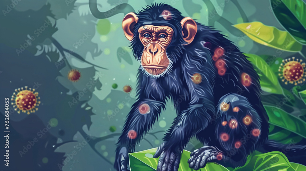 Monkeypox Virus. Virology 3D Render ,infectious zoonotic disease ...