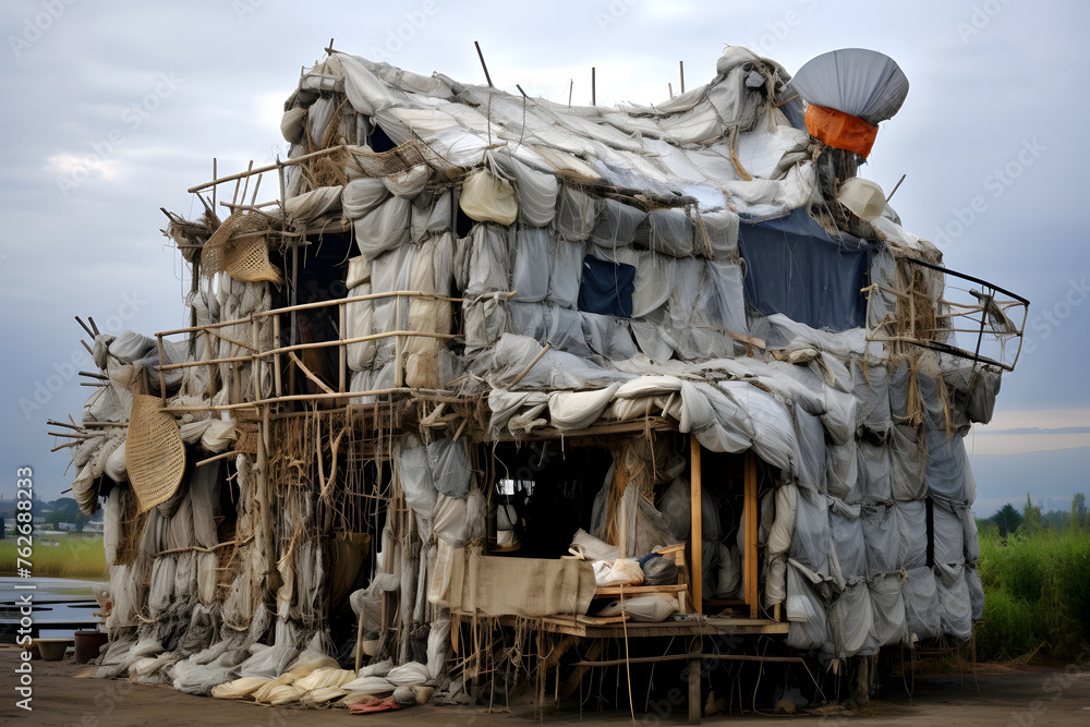 House built from trash, trash house, trash building Stock Photo | Adobe ...
