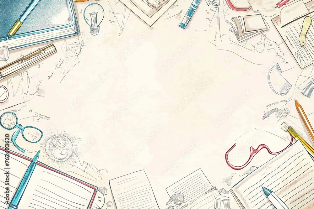 White educational background with green hand-drawn educational ...