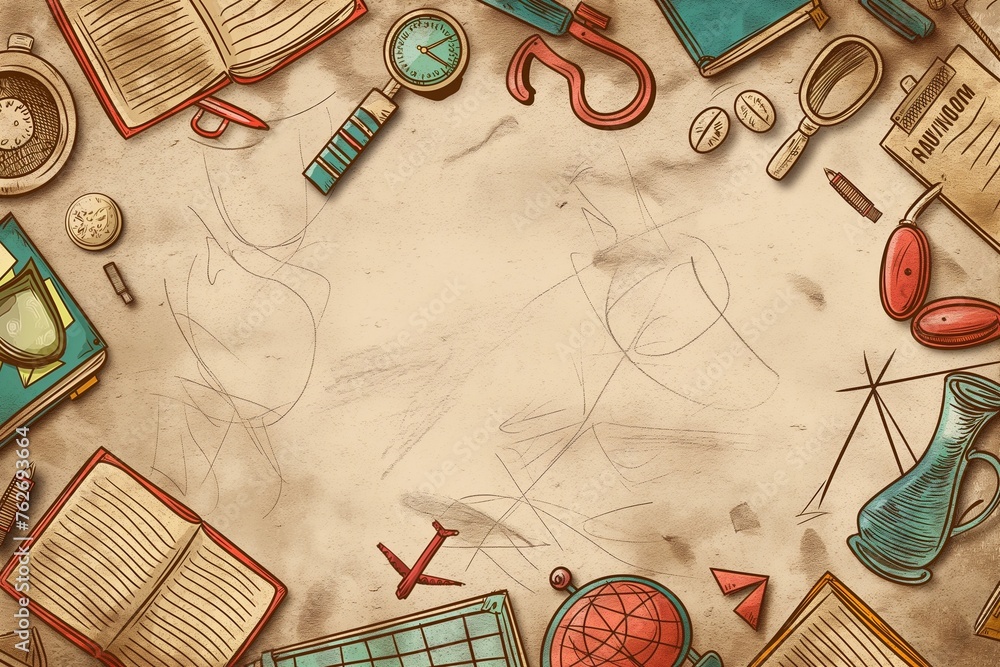 White educational background with green hand-drawn educational ...