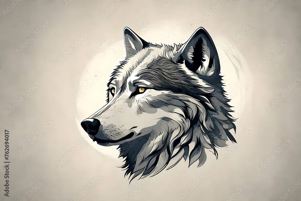 Imagine a beautifully captured HD image of a wolf logo, blending ...