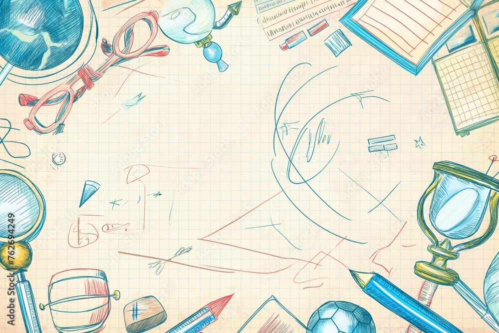 White educational background with green hand-drawn educational ...