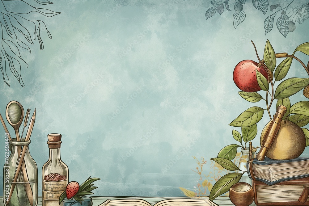 White educational background with green hand-drawn educational ...