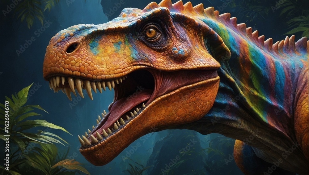 Hyper-realistic depiction of a T-Rex set in its natural habitat ...