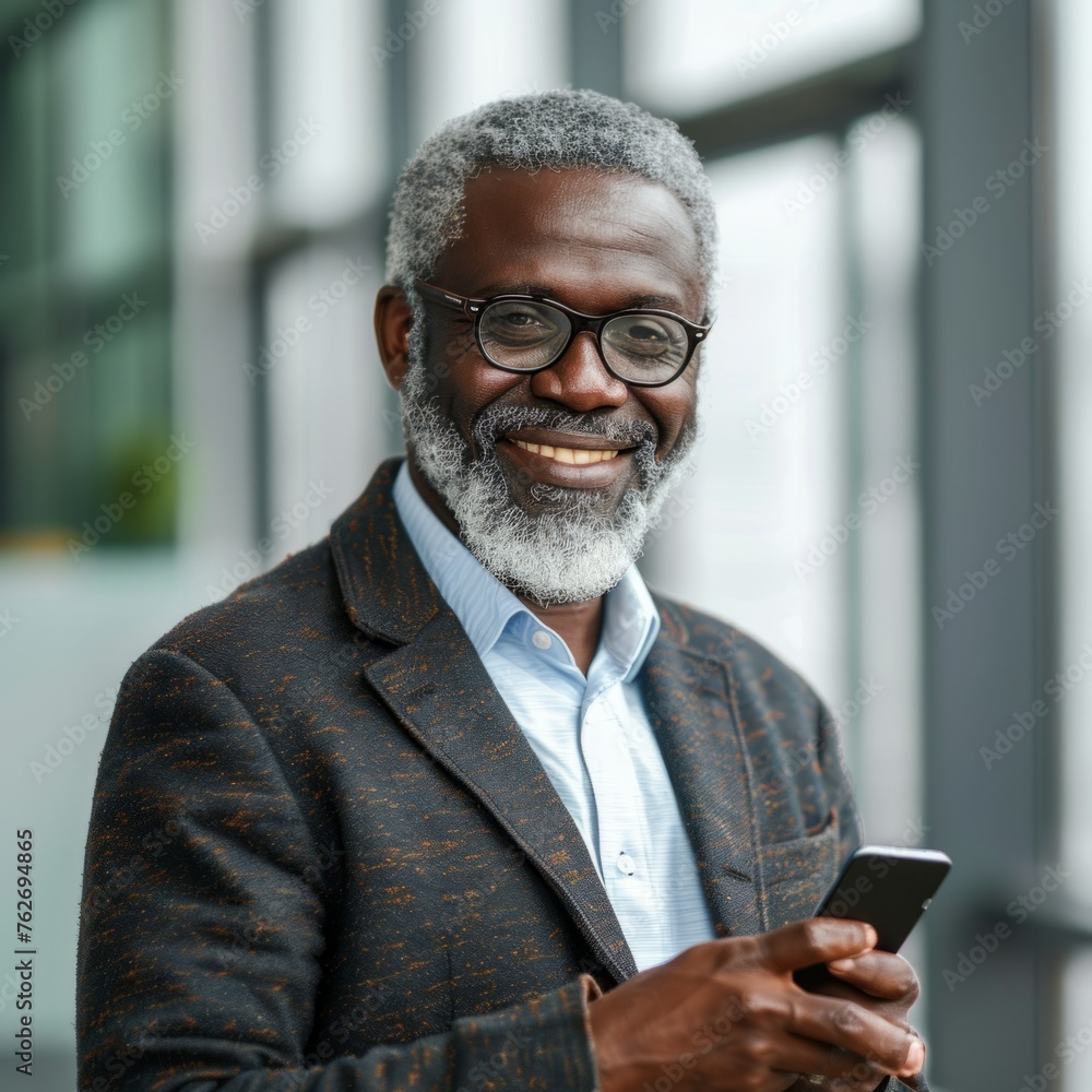 Smiling African American businessman 50-60 years old, active business ...