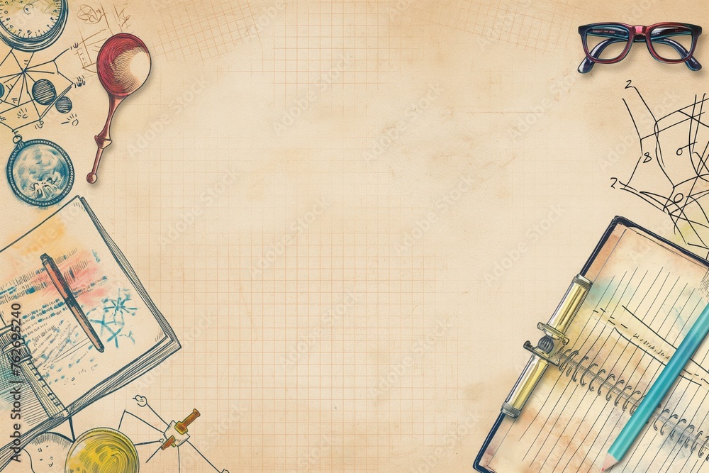 White educational background with green hand-drawn educational ...