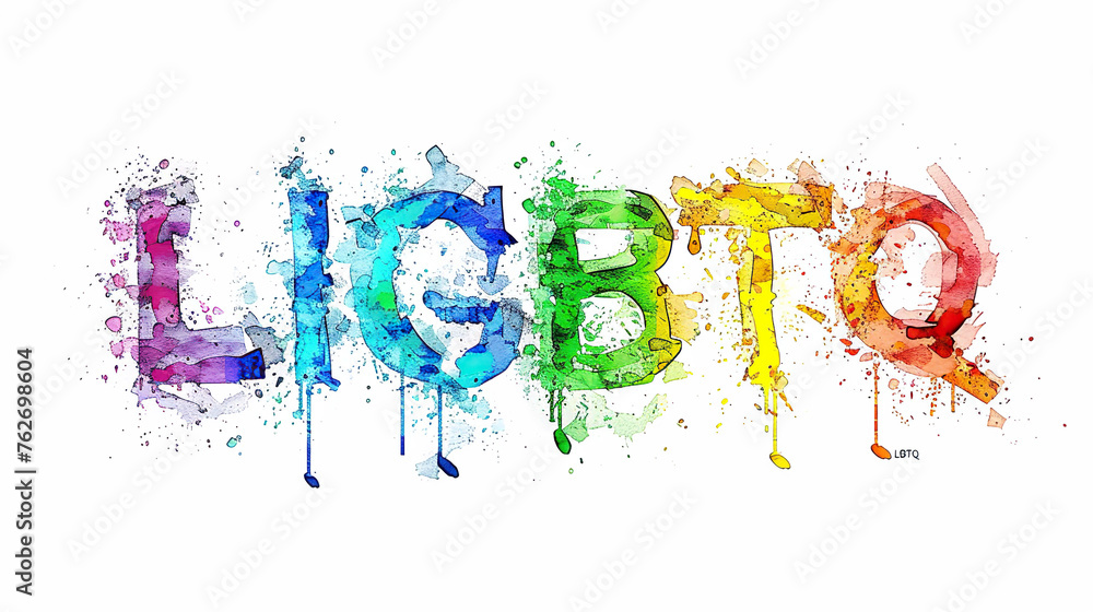 LGBTQ concept, the word LGBTQ written in colorful text on a white ...