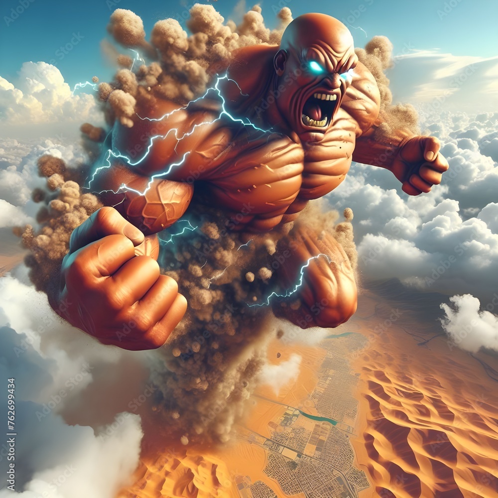 Ai generated illustration a human flying monster in the form of a giant ...