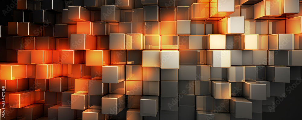 A large group of cubes stacked together tightly, creating a uniform and ...