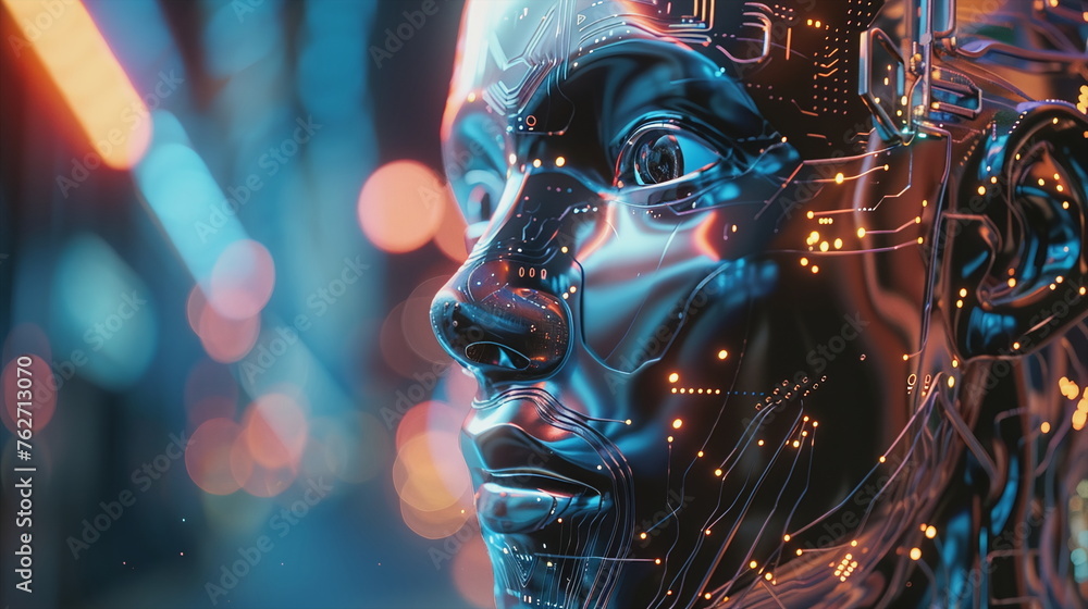 Cyborg as a symbol for artificial intelligence Stock Illustration ...