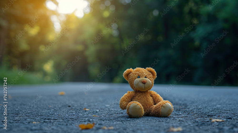 International missing Children day, 25 may, Lost teddy bear toy lying ...