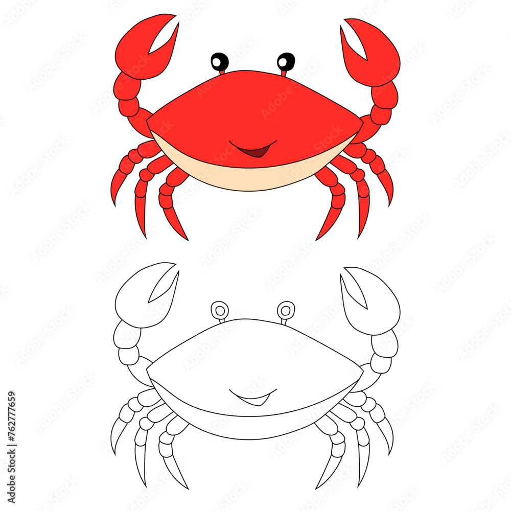 Crab Clipart Set for Lovers of Sea Animals and Ocean Creatures. Outline ...