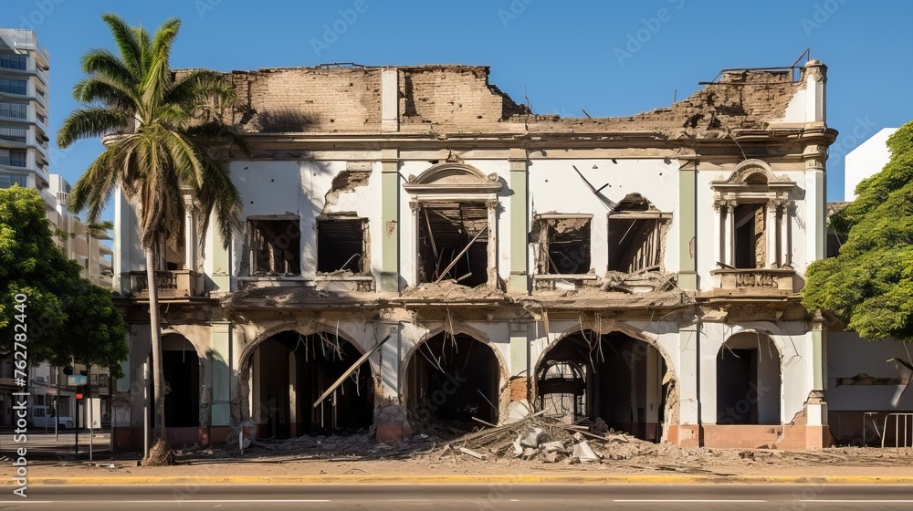 Maputo City, Mozambique: Colonial building in ruins, built in 1914, in ...