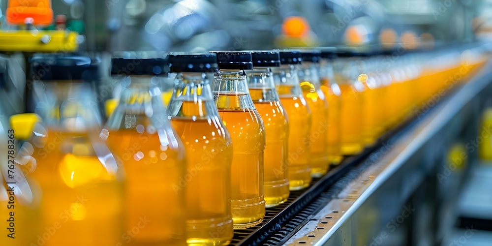 Automation technology at work in a beverage factorys production line ...