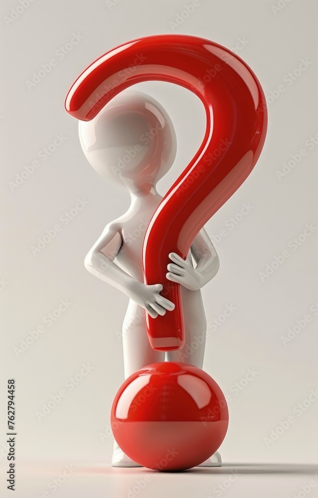 3d character: an inquisitive figure adorned with a dynamic question ...