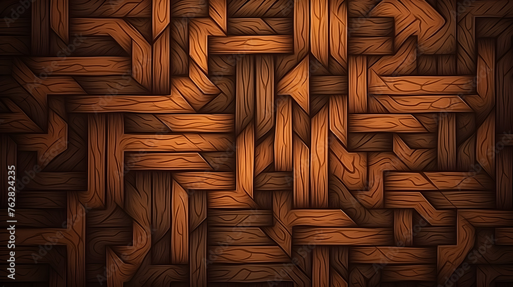 This pixel art background features a detailed wood texture pattern ...