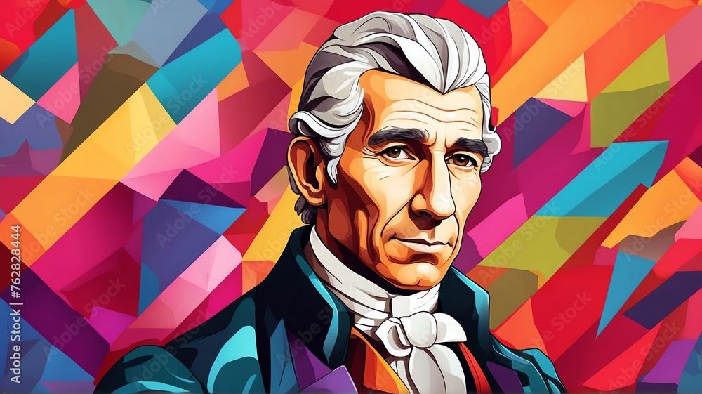 Joseph haydn portrait colorful geometric shapes background. Digital ...