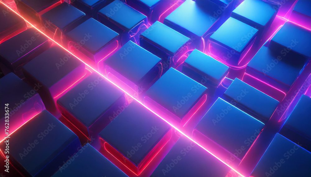 Horizontal High-Resolution Photorealistic Image of a Glowing 3D Neon ...
