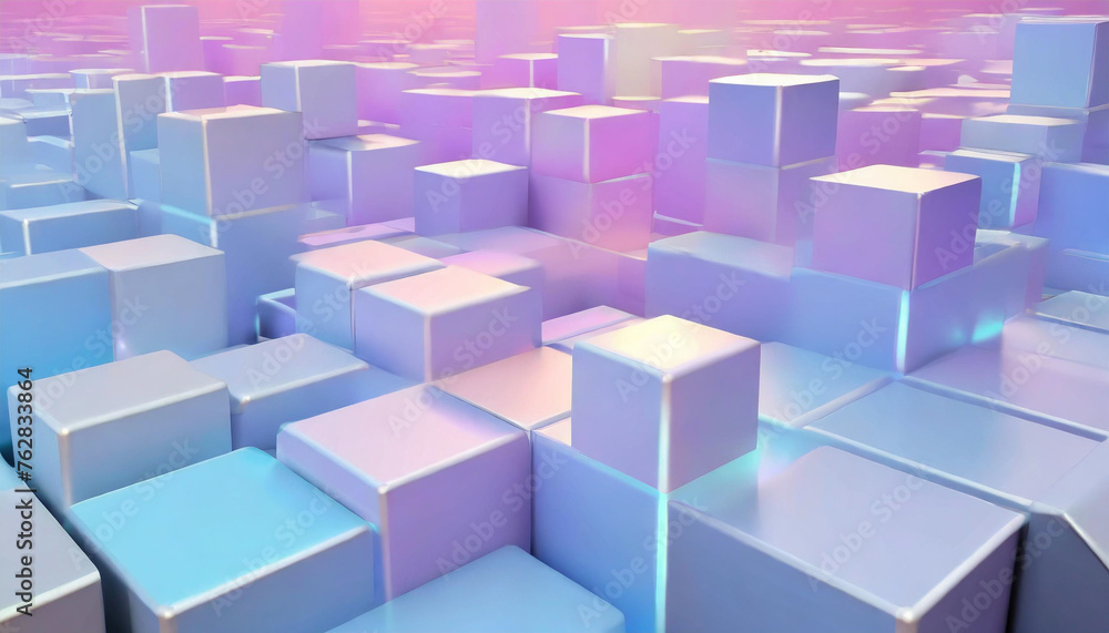 Horizontal High-Resolution Render of Abstract 3D Cubes in Motion ...
