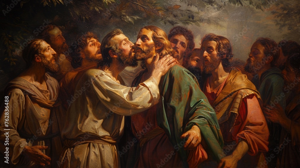 The kiss of judas: dramatic portrayal captures biblical betrayal ...