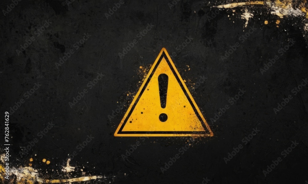 Warning sign with a triangular frame, exclamation mark and paint ...