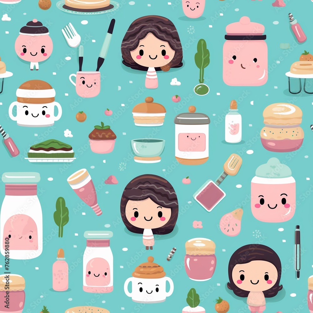 Lol Surprise dolls and their favorite foods in a seamless pattern ...