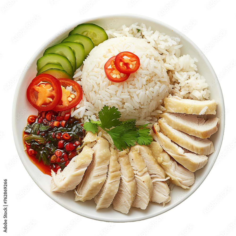 Hainanese Chicken Rice, transparent background, isolated image ...