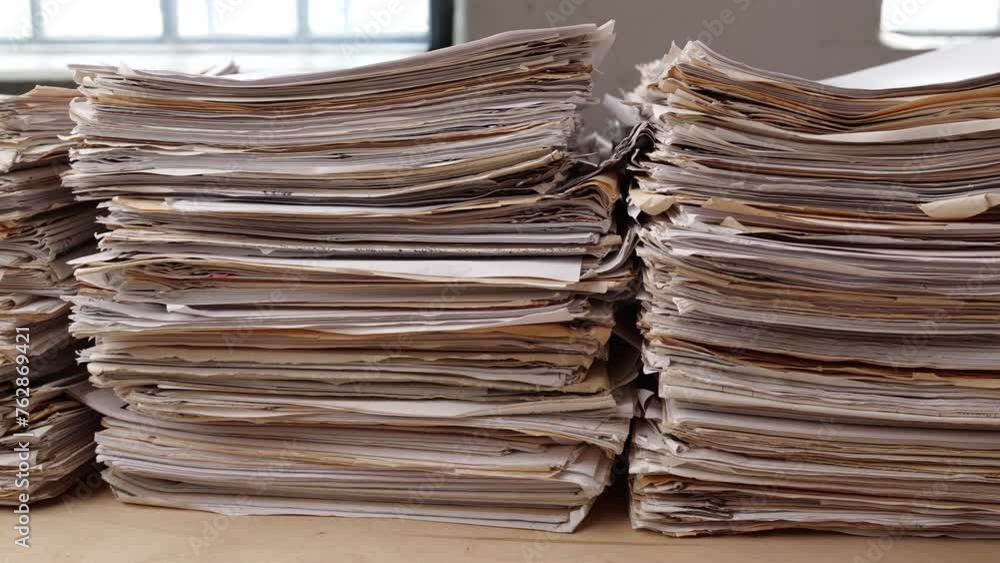 Paper recycling. Businesses waste, office waste. A stack of old ...