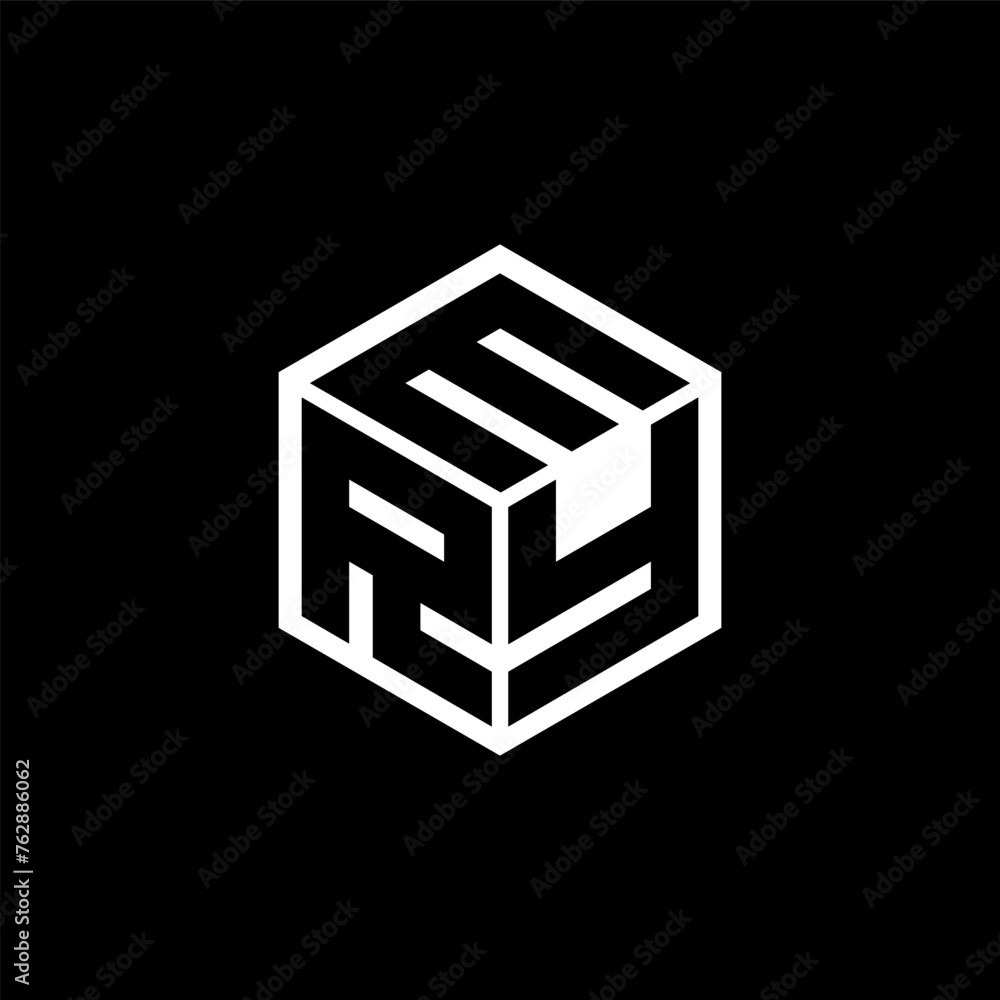 RYM letter logo design with black background in illustrator, cube logo ...
