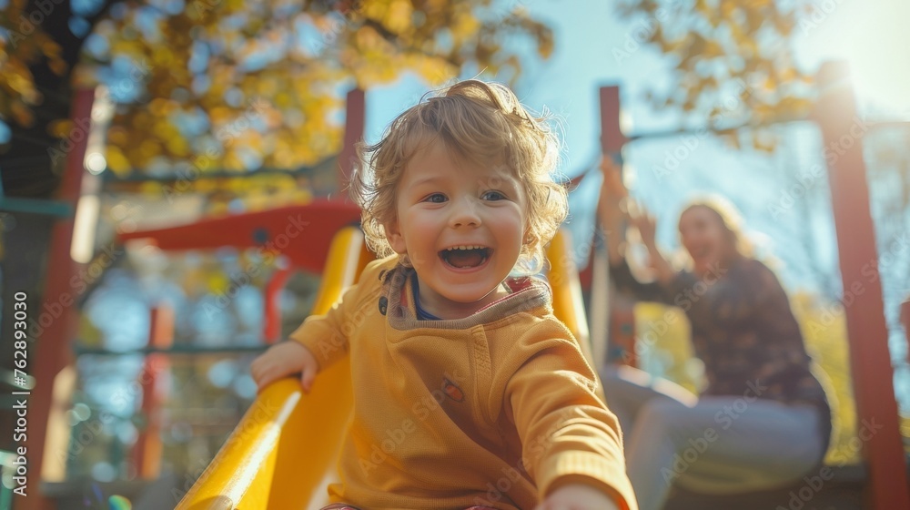 The next image shows the child smiling brightly as they triumphantly ...