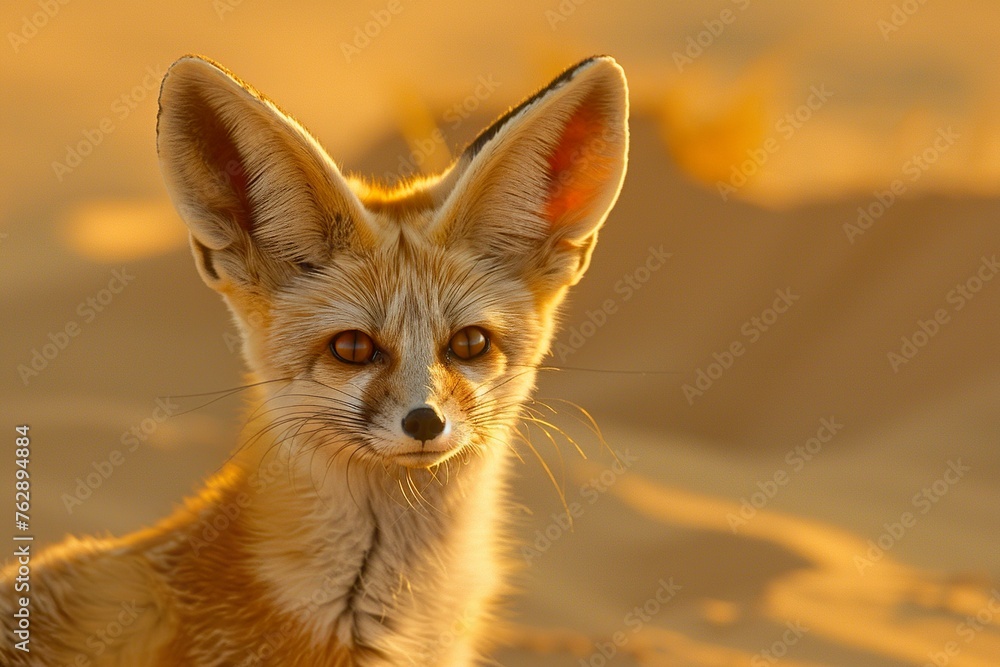 The graceful Fennec fox, known for its disproportionately large ears ...