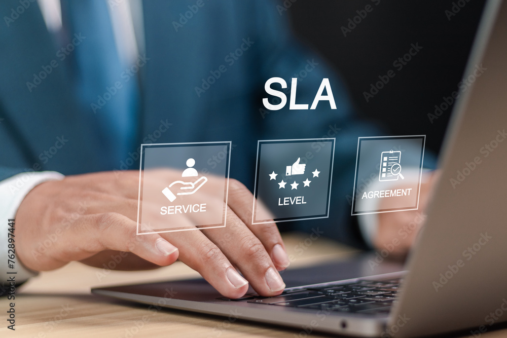 SLA, Service Level Agreement concept. Service performance tracking to ...