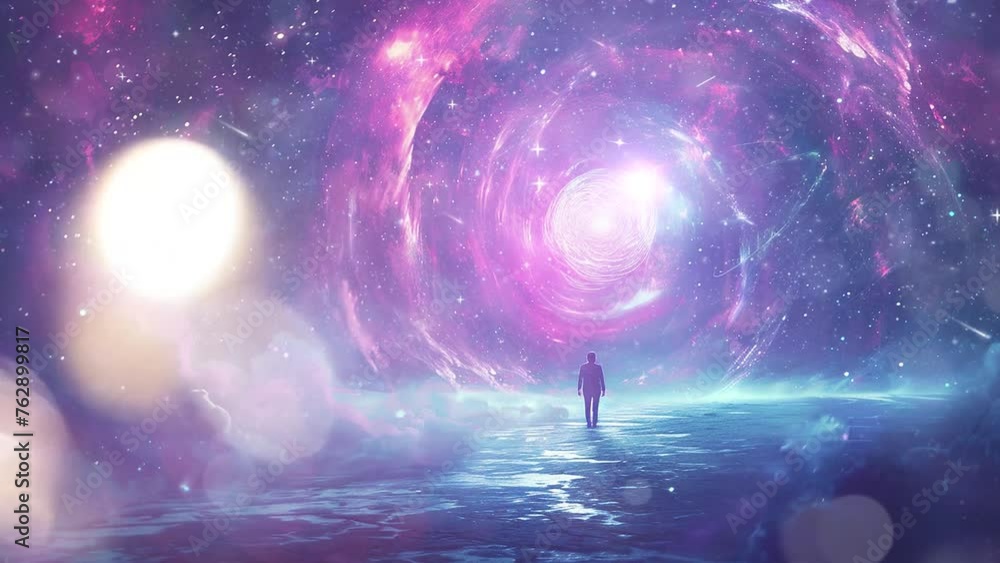 space background with cinematic shot interstellar wanderer materializes ...