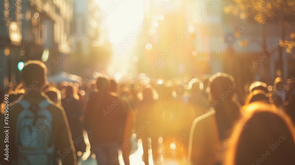 Blurred Crowd of People On Street unrecognizable crowded population as ...