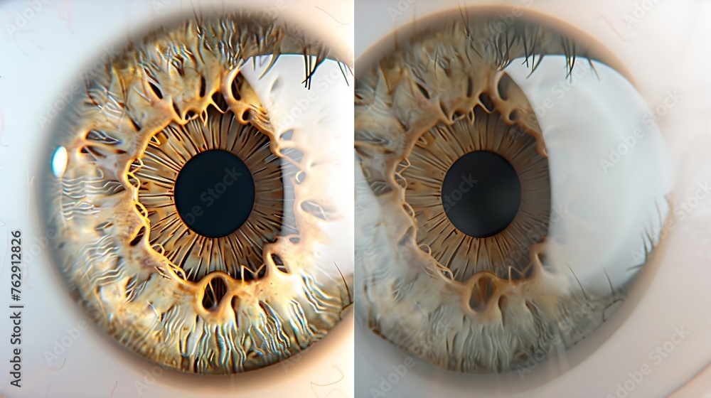 Simulation of sight with and without myopia collage before and after a ...